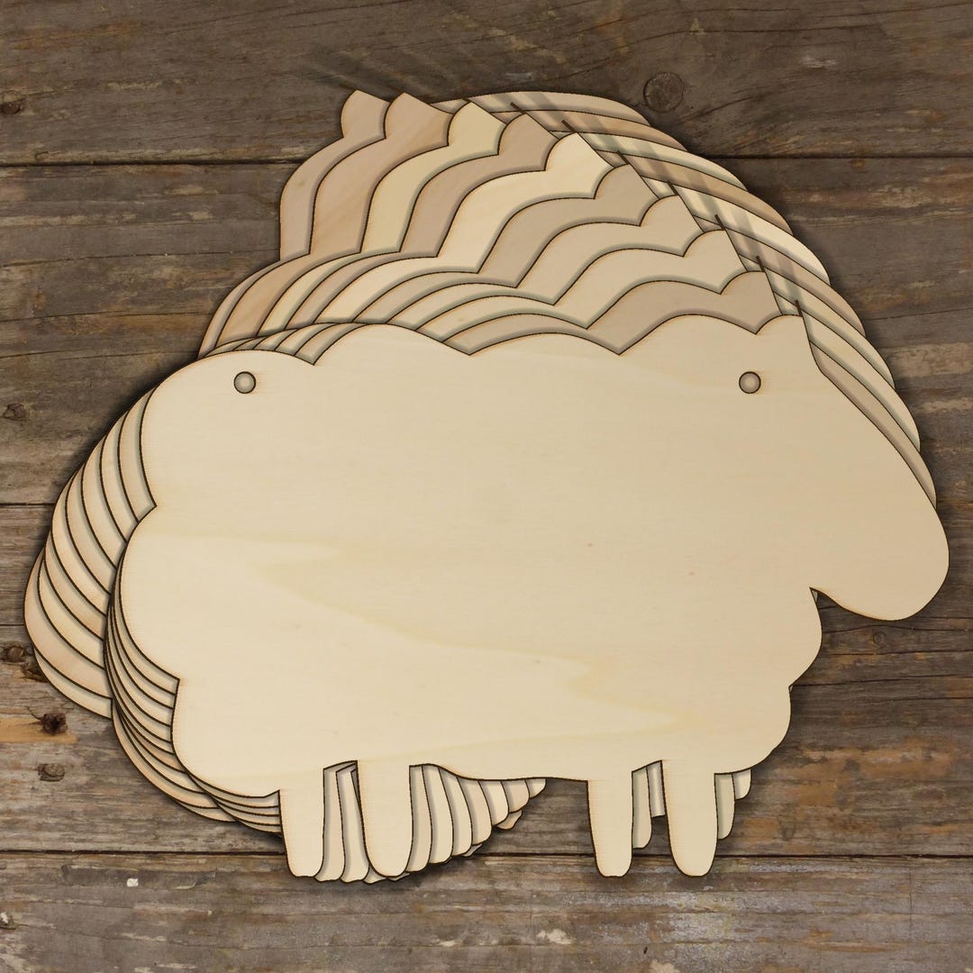 10x Wooden Sheep Standing Plain Craft Shapes 3mm Plywood Farm Farmyard ...