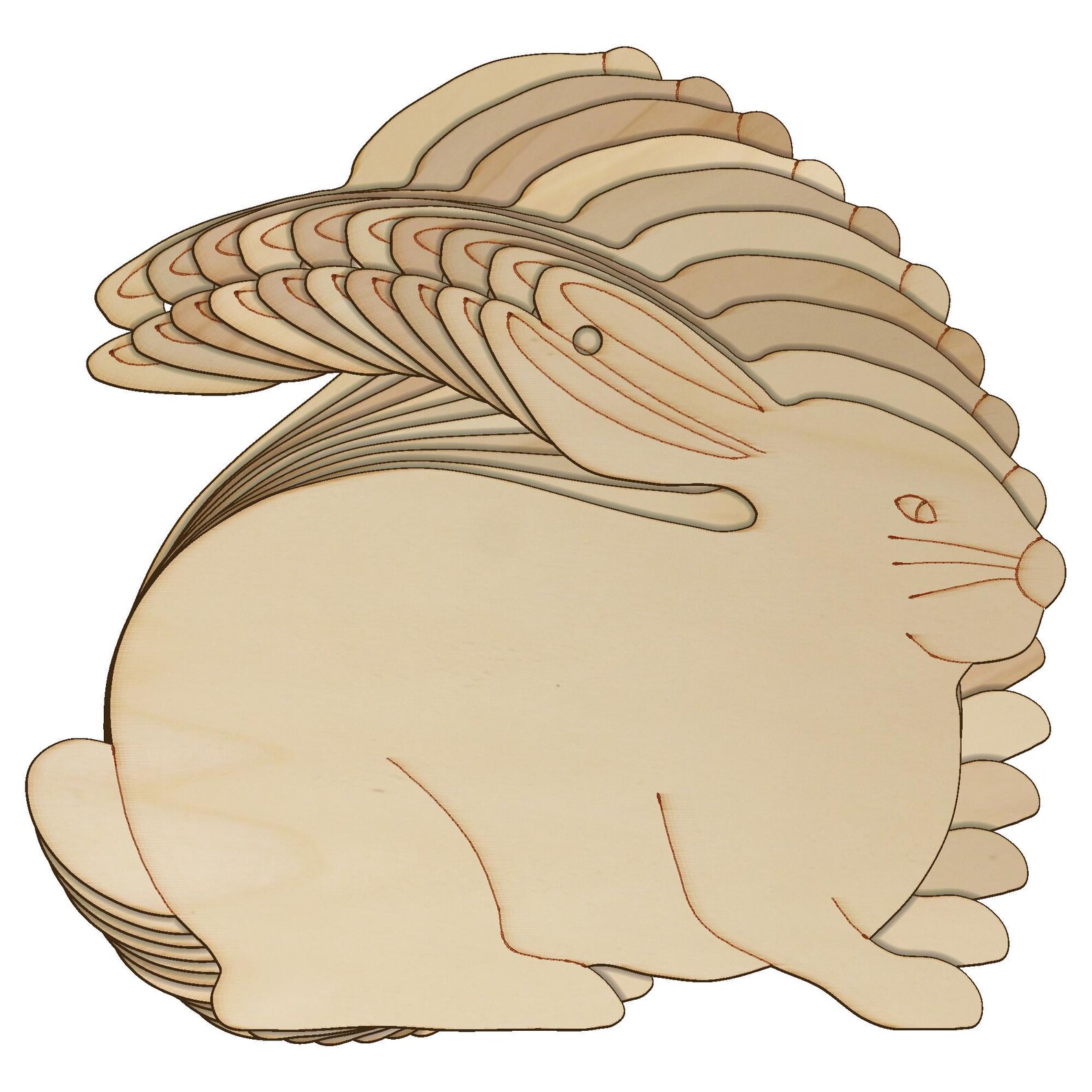 10x Wooden Rabbit Craft Shape 3mm Ply With Detail Rodent Pet Wildlife ...
