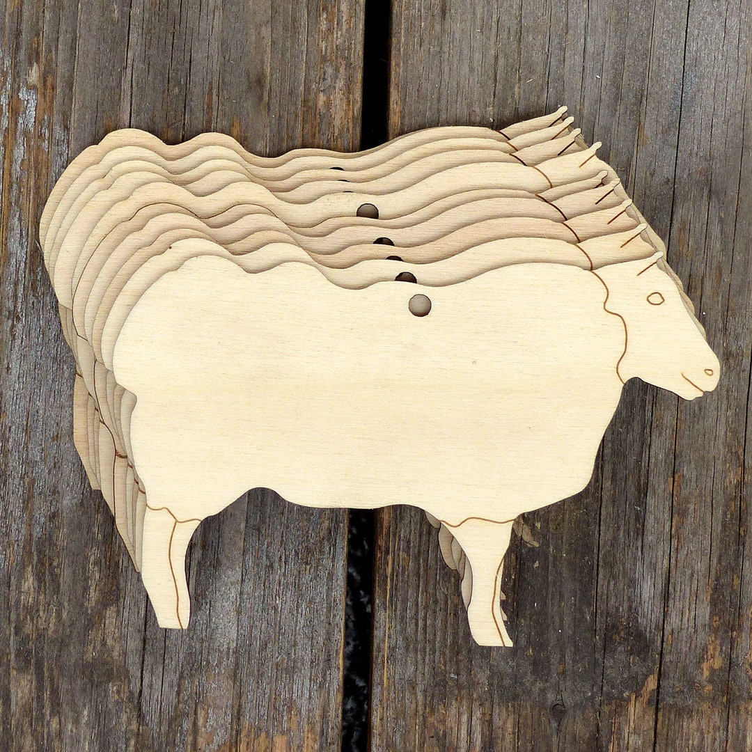 10x Wooden Ewe Standing Sheep Craft Shapes 3mm Plywood Animals Farming ...