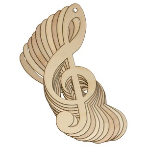 10x Wooden Treble Clef Music Note G Craft Shape 3mm Ply Entertainment ...
