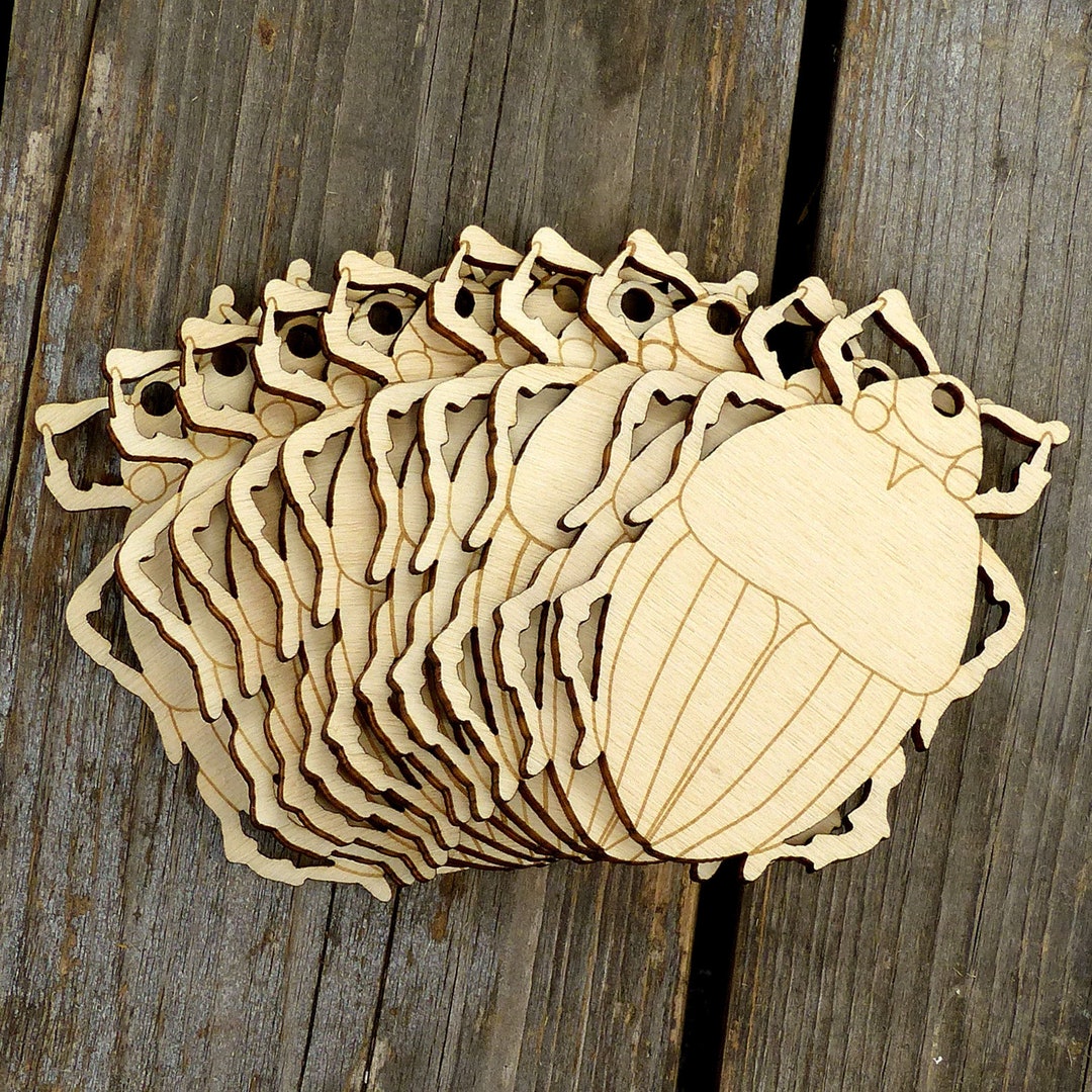 10x Wooden Simple Generic Beetles Craft Shapes 3mm Plywood Insect and ...
