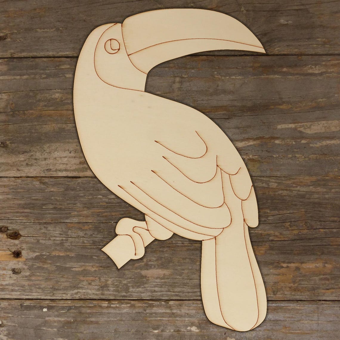 10x Wooden Tropical Toucan Bird Craft Shapes 3mm Rain-forest Wildlife ...