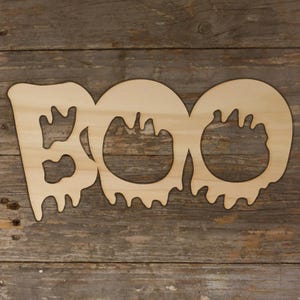 10x Wooden BOO Chain Word Craft Shapes 3mm Plywood Halloween Decoration ...