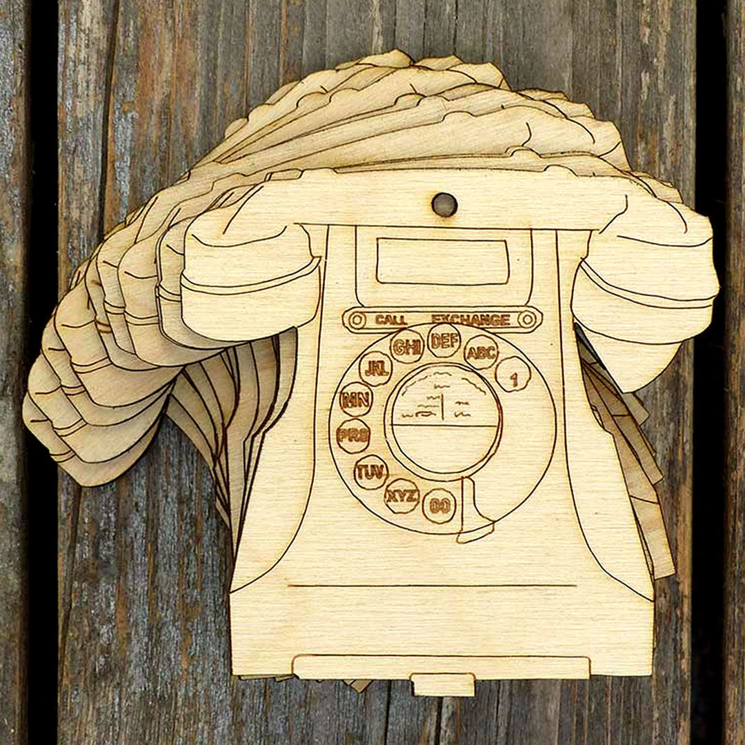 10x Wooden Bakelite Telephone Craft Shapes 3mm Plywood Iconic Household ...