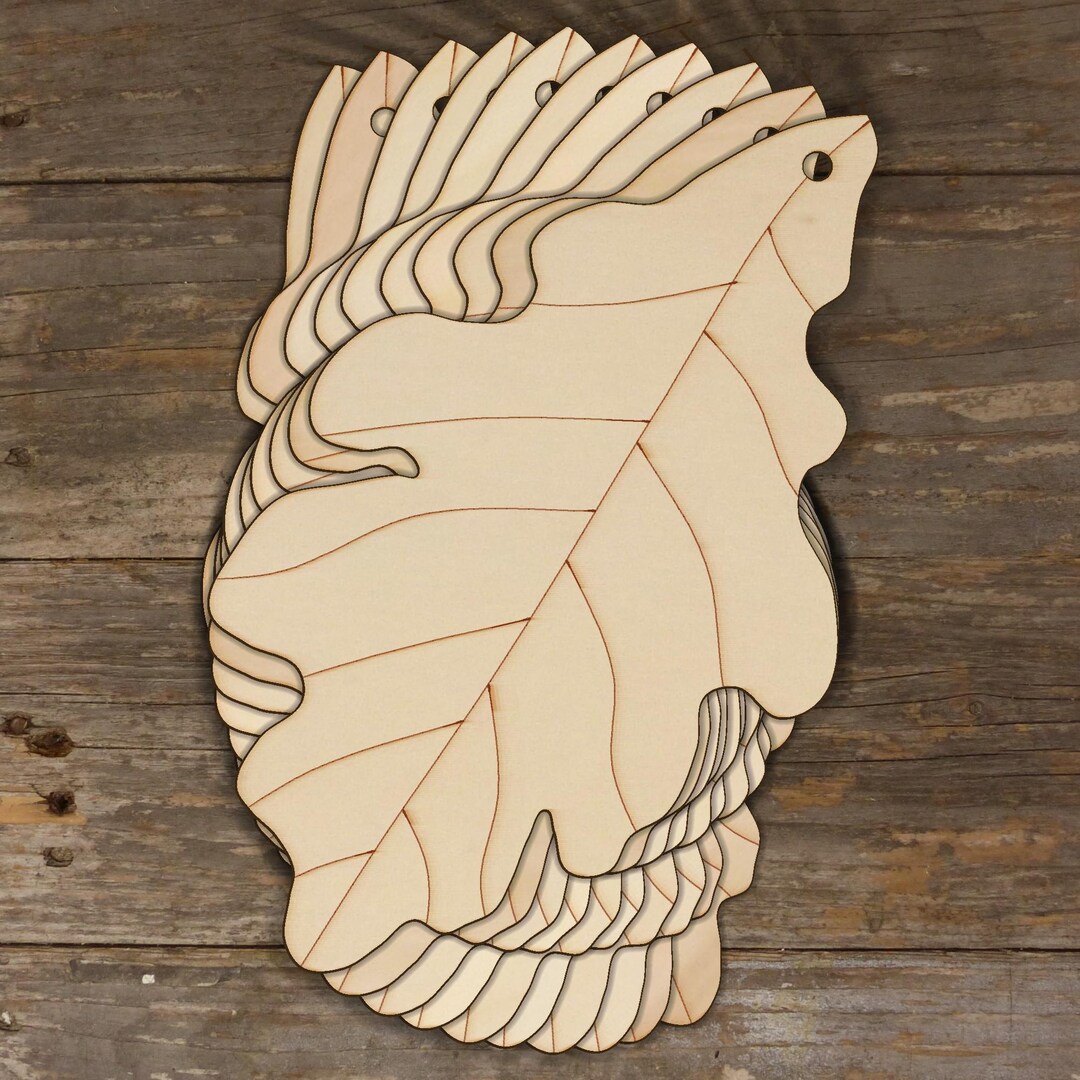 10x Wooden Oak Leaves Craft Shapes 3mm Plywood Tree English Quercus ...