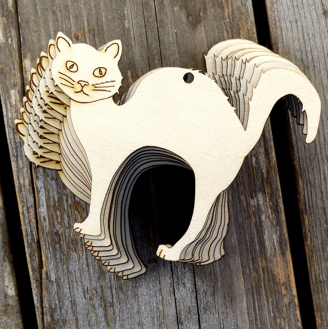 10x Wooden Black Cat Arching Its Back Craft Shapes 3mm Plywood Pets ...