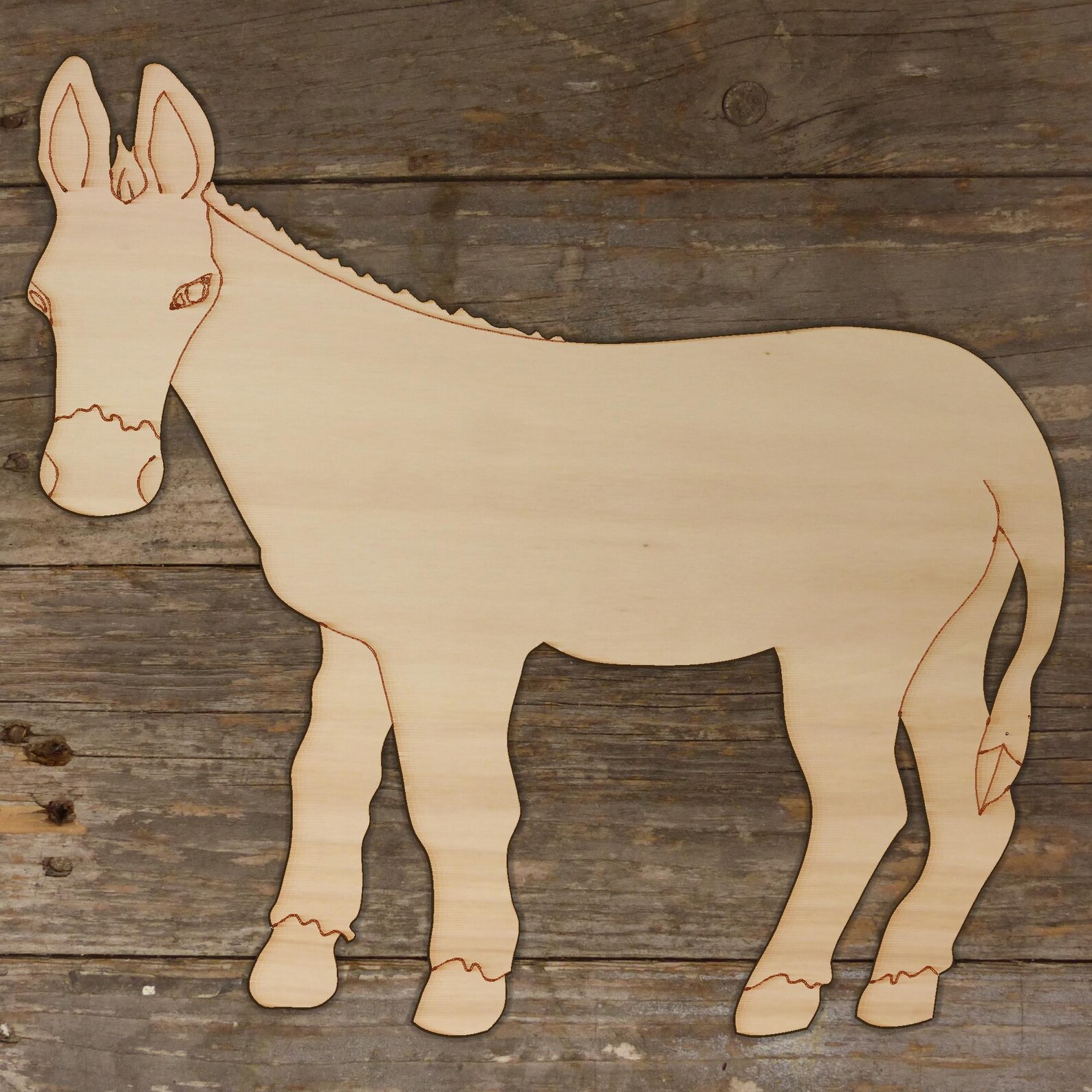 10x Wooden Donkey Standing Craft Shapes 3mm Plywood Animal Farm Horse ...