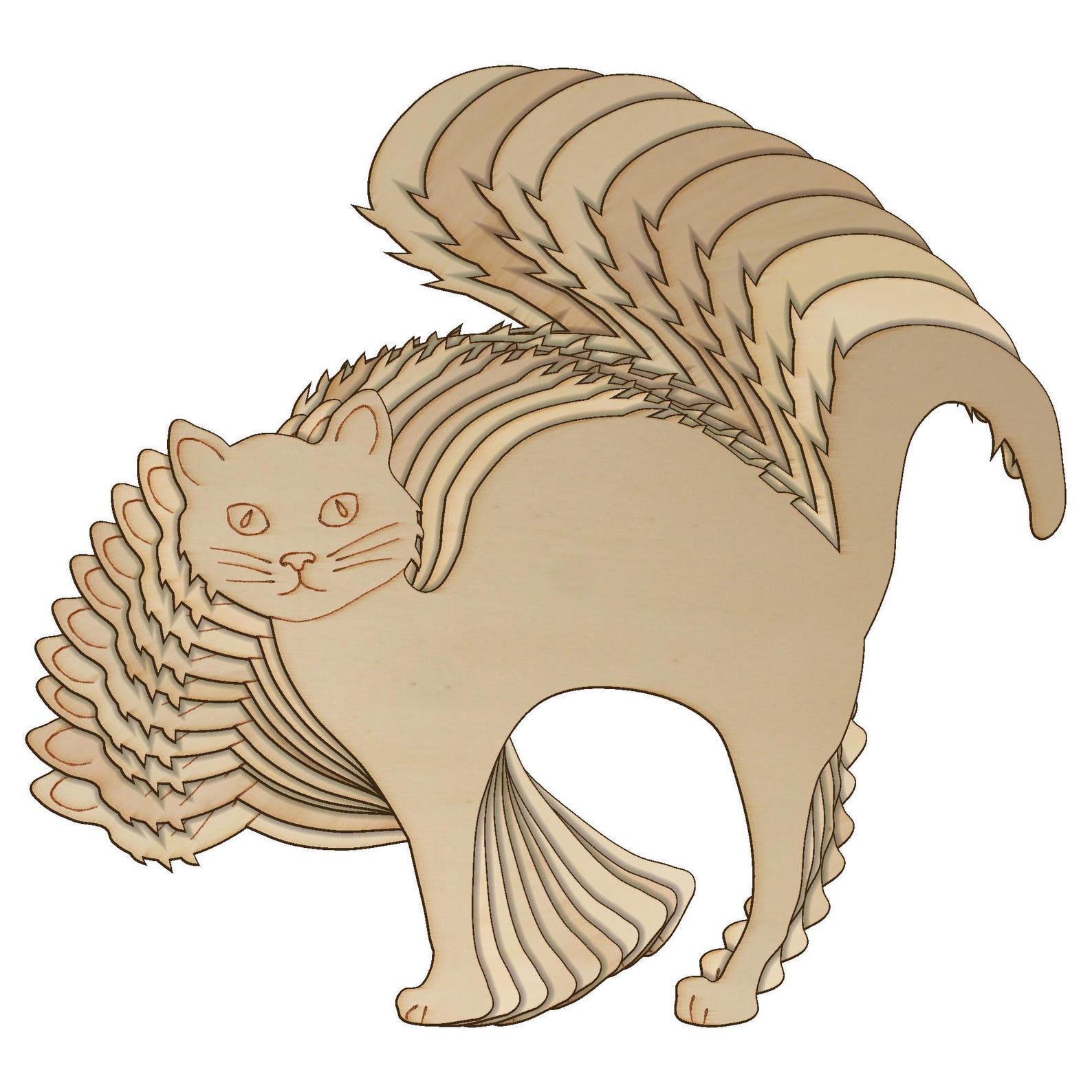10x Wooden Black Cat Arching Its Back Craft Shapes 3mm Plywood Pets ...