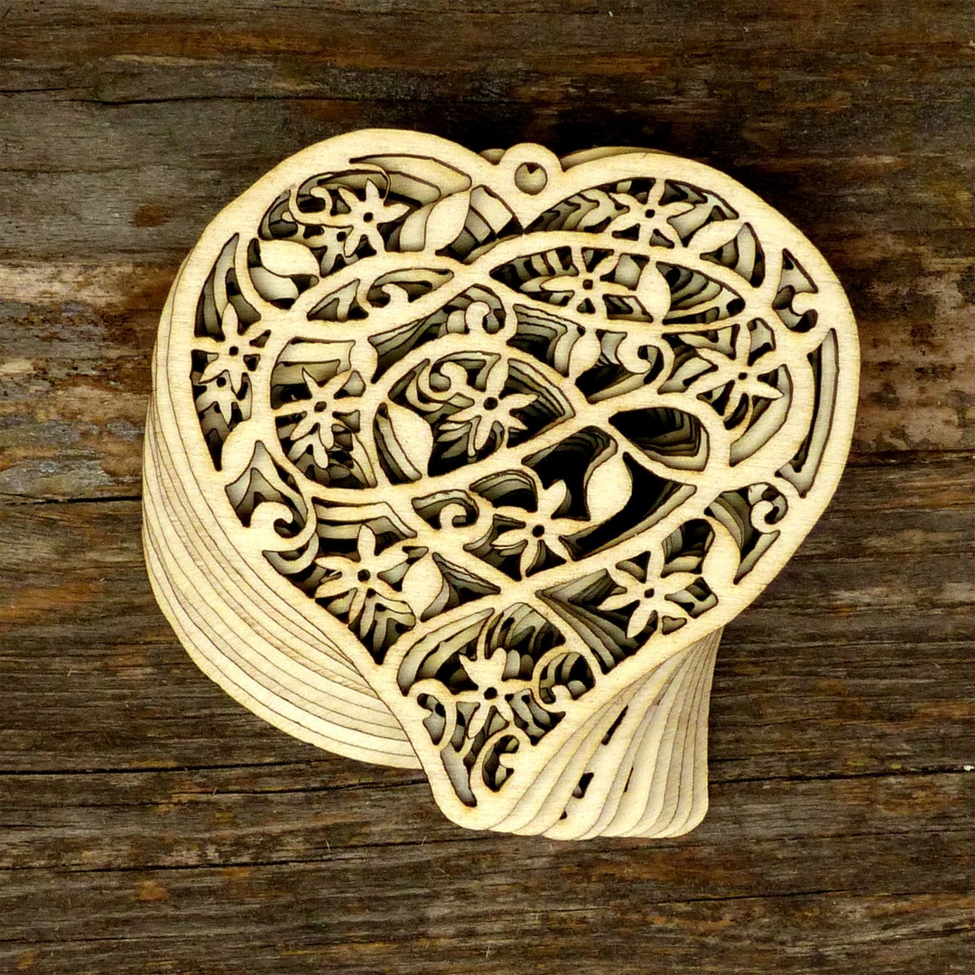 10x Wooden Filagree Patten Flowers Leaves Craft Shape 3mm Ply Valentine ...