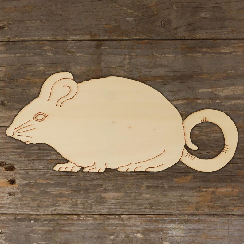 10x Wooden Mouse Curly Tail Craft Shape 3mm Ply Animals Wildlife ...