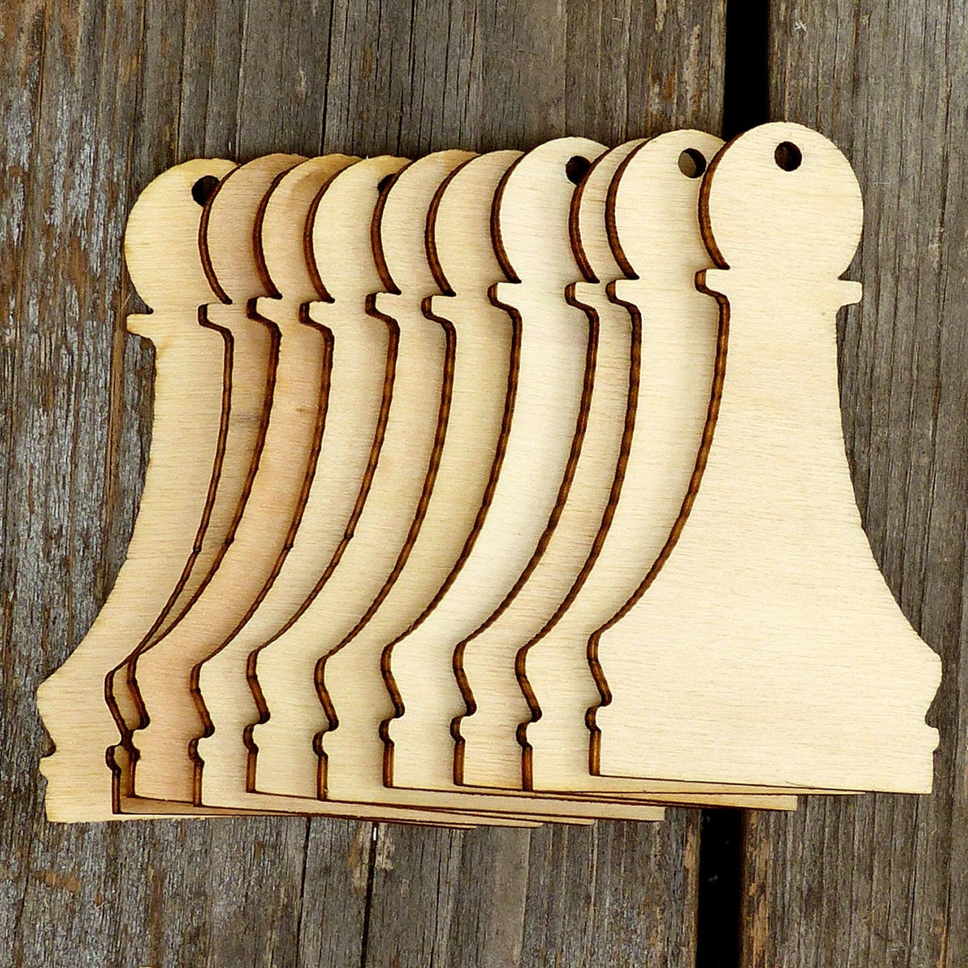 10x Wooden Pawn Chess Piece Craft Shapes 3mm Plywood Human Board Games ...