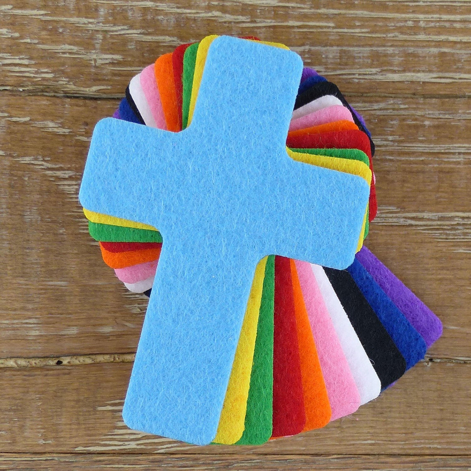 10x 3mm Felt Plain Cross Craft Shapes Sizes 6-15cm 11 Colours Square ...