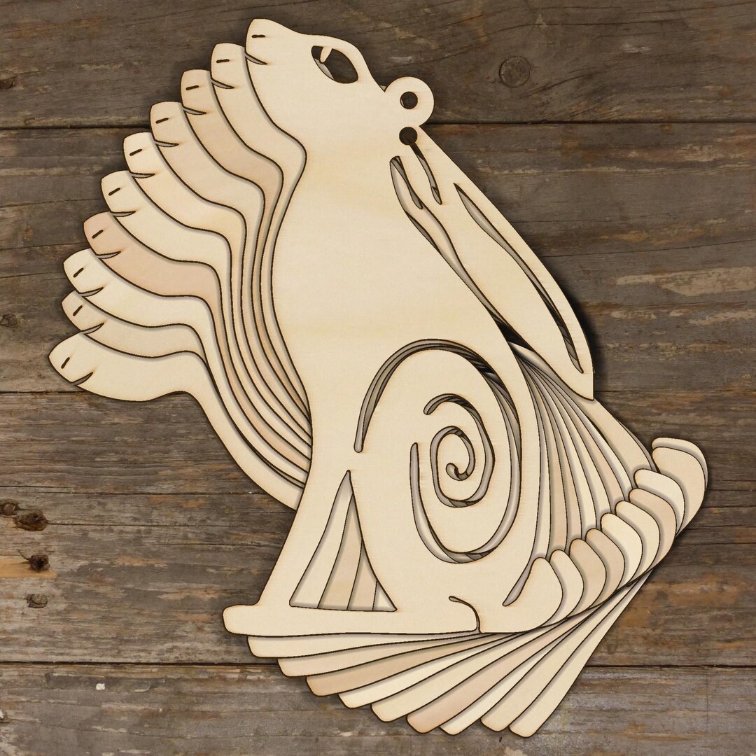 10x Wooden Hare Sitting Celtic Design Craft Shapes 3mm Plywood Animal ...