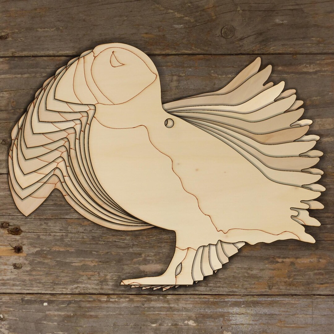 10x Wooden Puffin Standing Side View Craft Shapes 3mm Sealife Coast ...