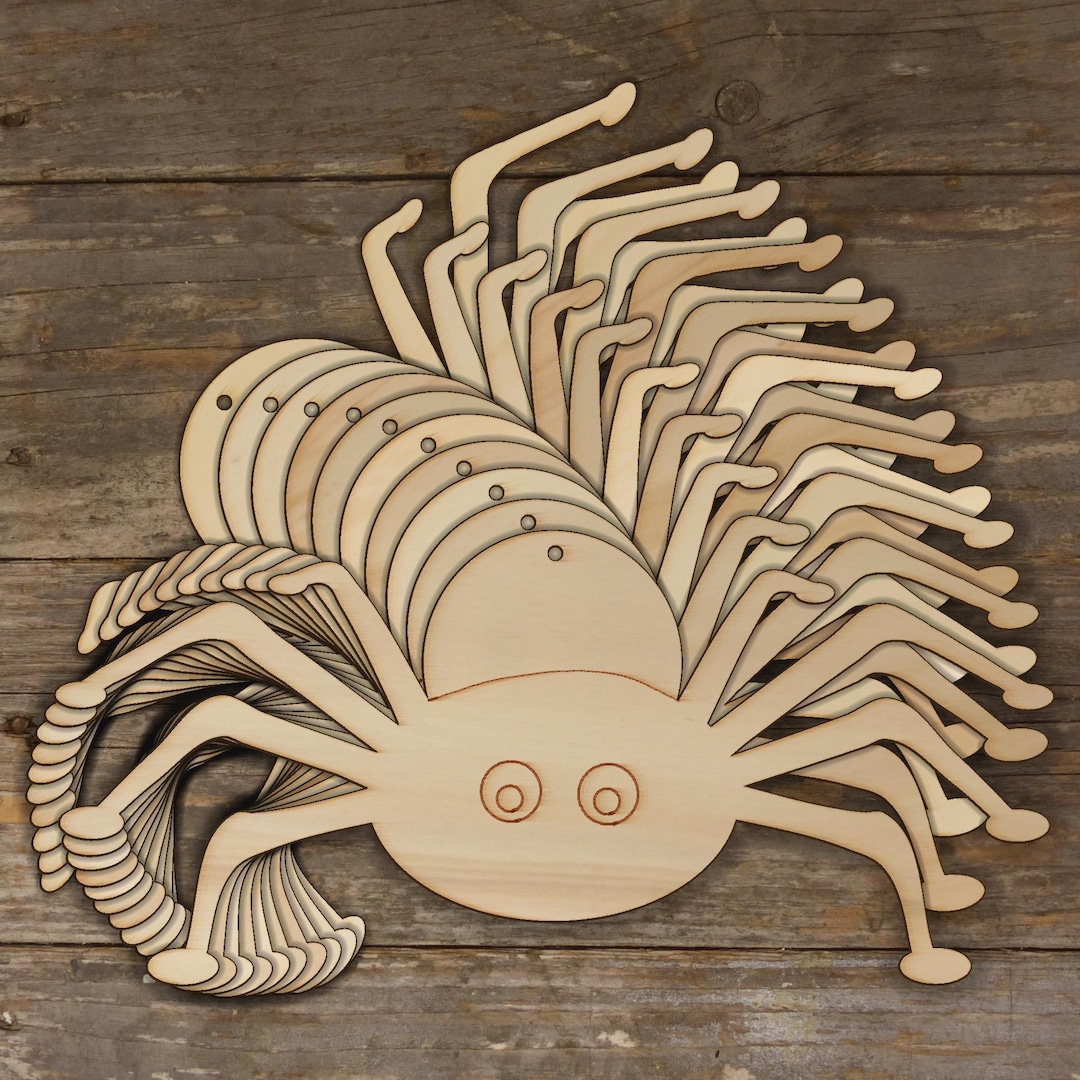 10x Wooden Spider Hanging Comic Style Craft Shapes 3mm Plywood ...