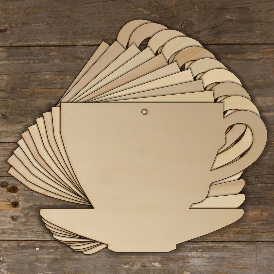 10x Wooden Tea Cup and Saucer Plain Craft Shape 3mm Ply Crockery Hot ...