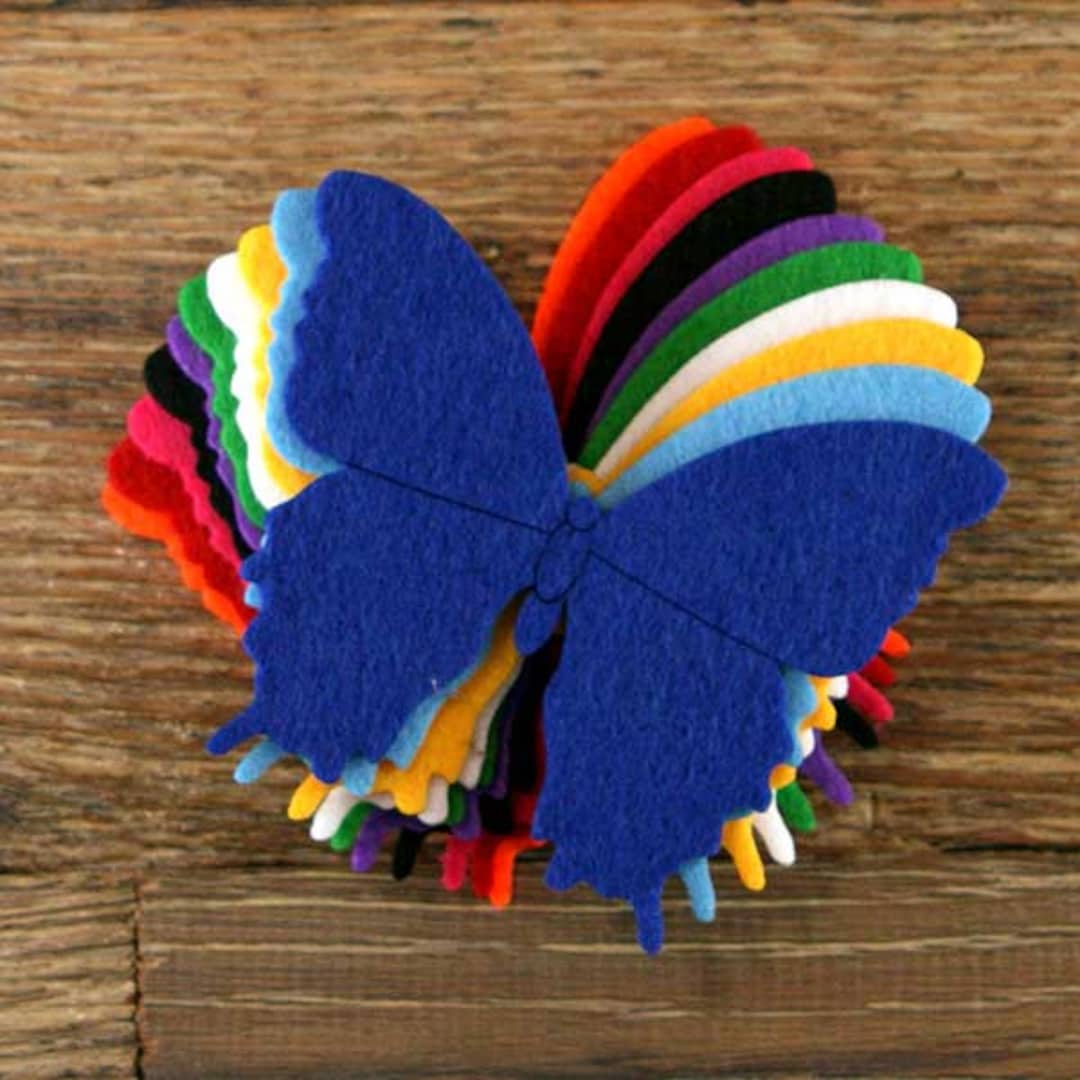10x 3mm Thick Felt Simple Butterfly Style D Craft Shapes Insect and ...