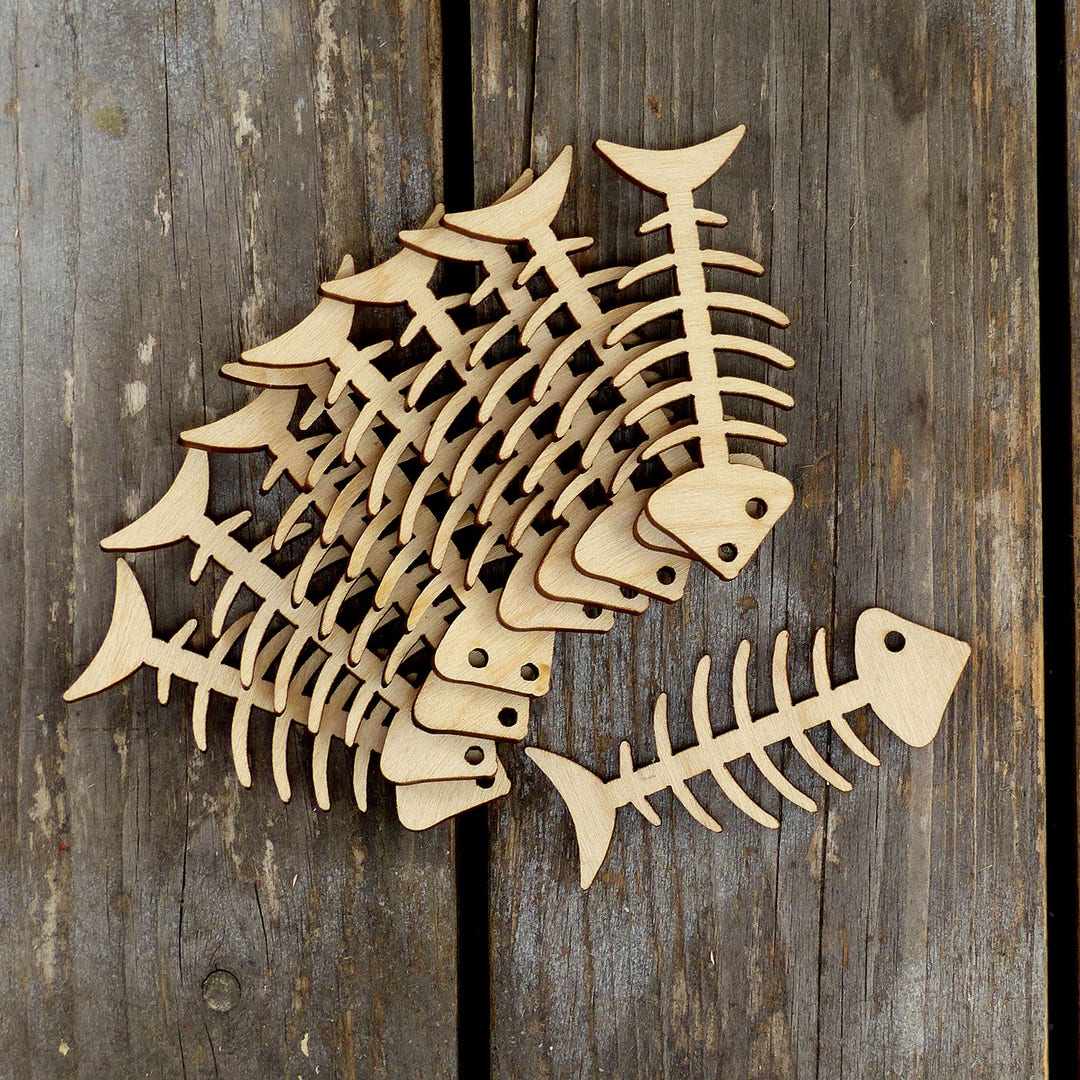 10x Wooden Fish Bones Comic Craft Shape 3mm Ply Sea Fishing - Etsy