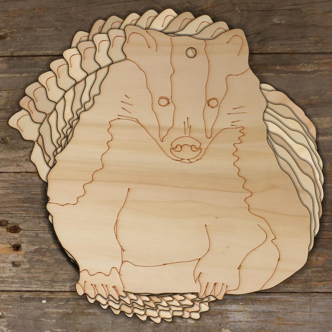 10x Wooden Badger European Standing Front Craft Shape 3mm Ply Wildlife ...