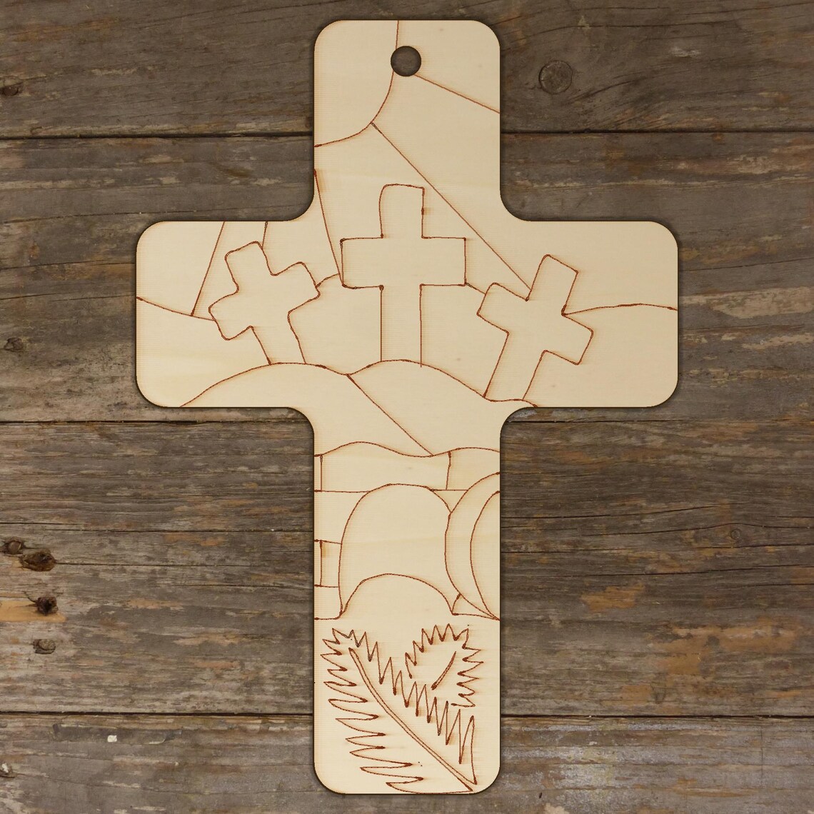 10x Wooden Christian Cross With a Crucifixion Design Craft Shape 3mm ...