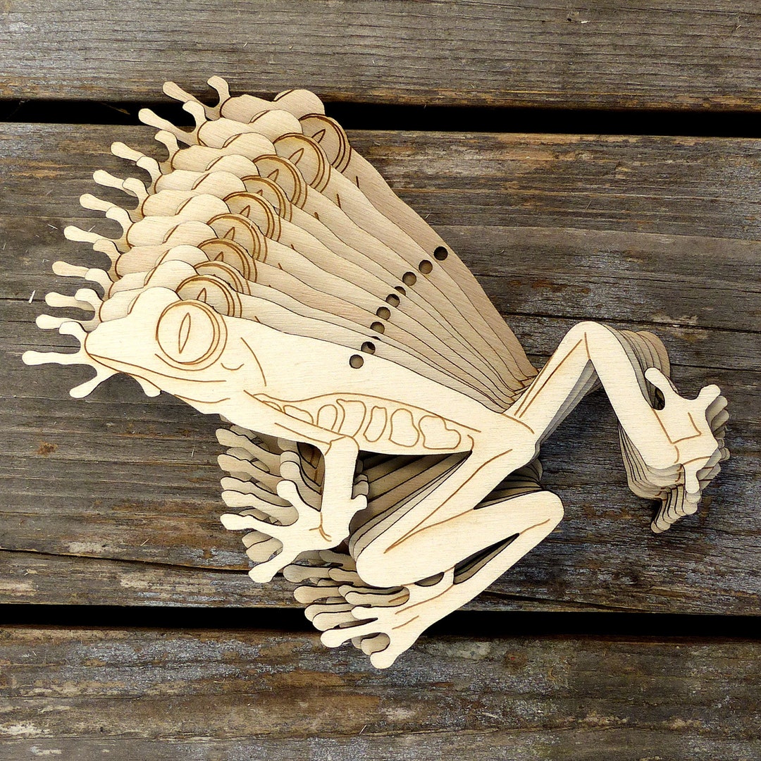 10x Wooden Red Eyed Tree Frog Craft Shapes 3mm Plywood Rainforest ...