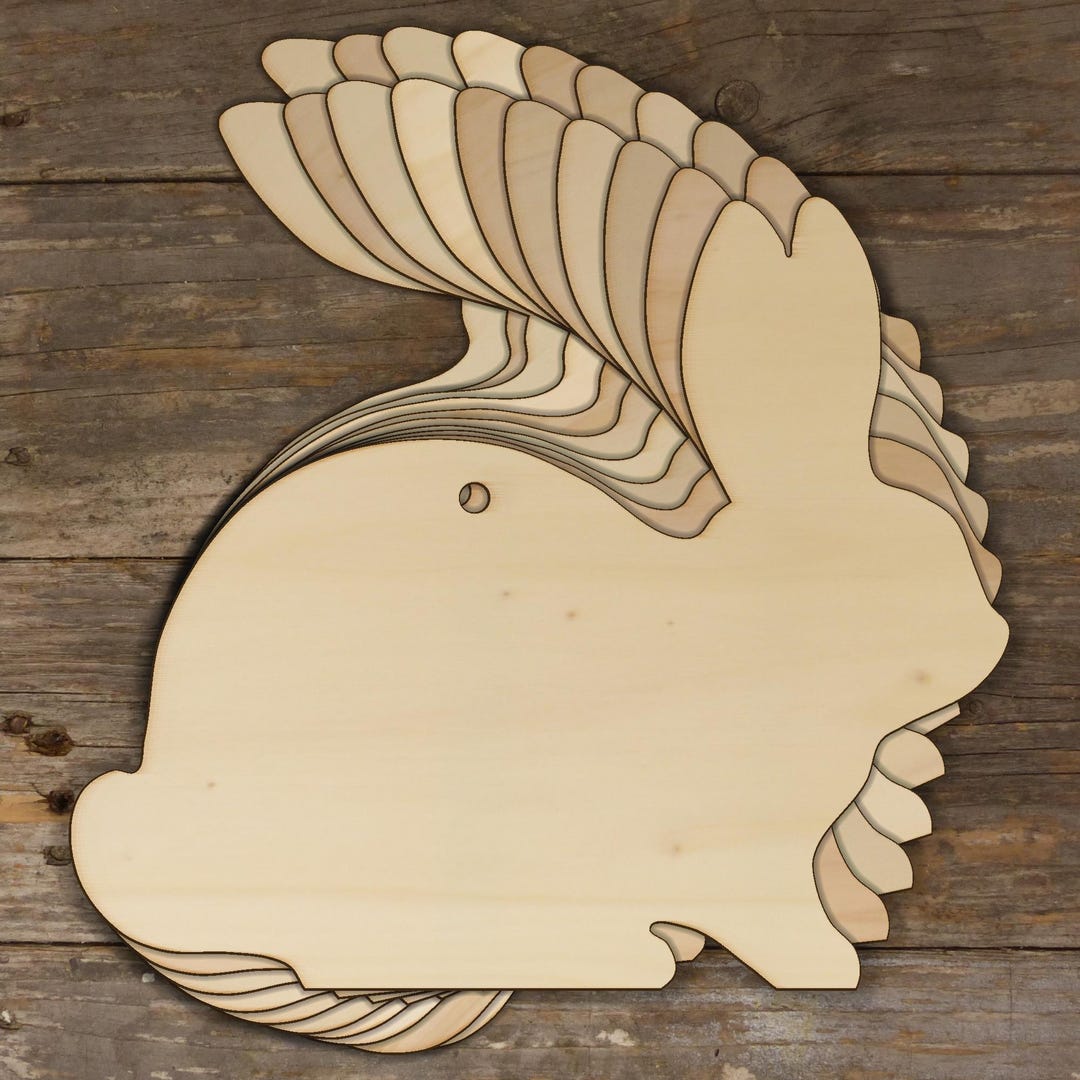 10x Wooden Rabbit Sitting Side View A Plain Craft Shape 3mm Ply Animals ...