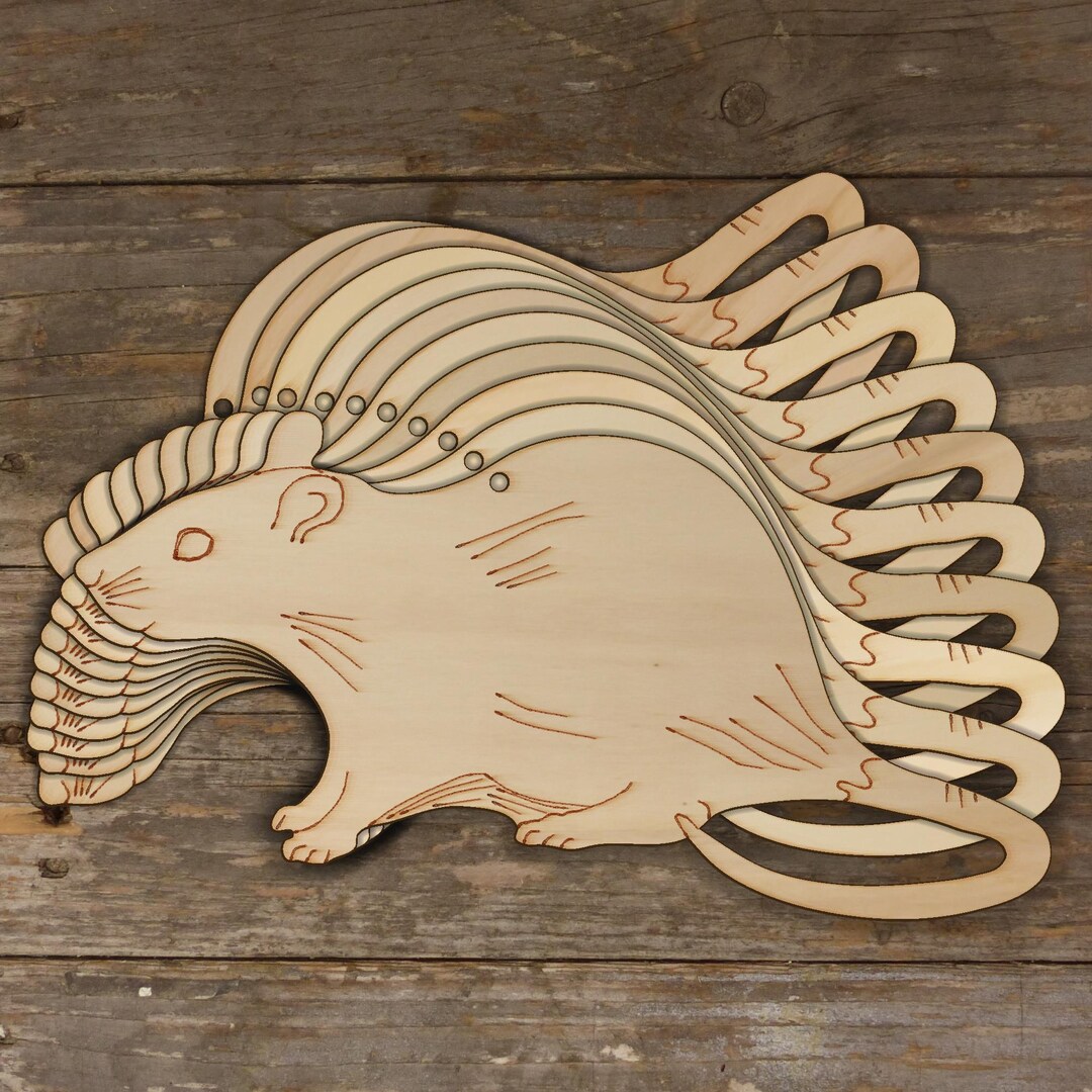 10x Wooden Rat Curly Tail Side on Craft Shape 3mm Ply Wildlife Animals ...