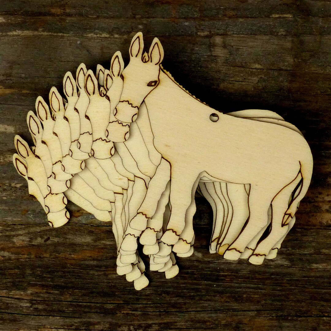 10x Wooden Donkey Standing Craft Shapes 3mm Plywood Animal Farm Horse ...