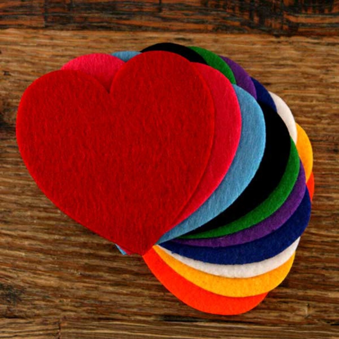 10x 3mm Thick Felt Curvaceous Hearts Craft Shapes Sizes 6-15cm 11 ...
