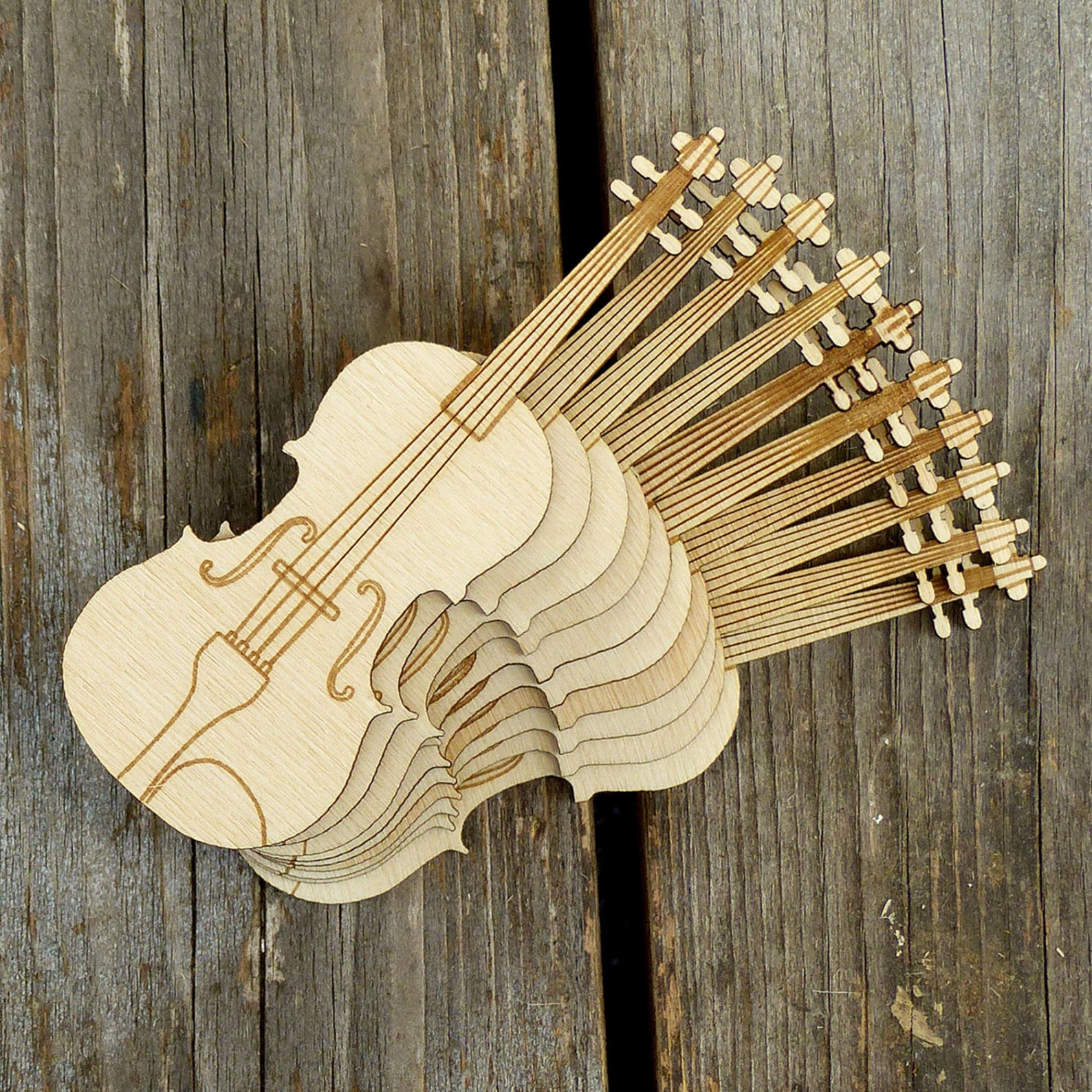10x Wooden Violin Musical Instrument Craft Shapes 3mm Plywood | Etsy