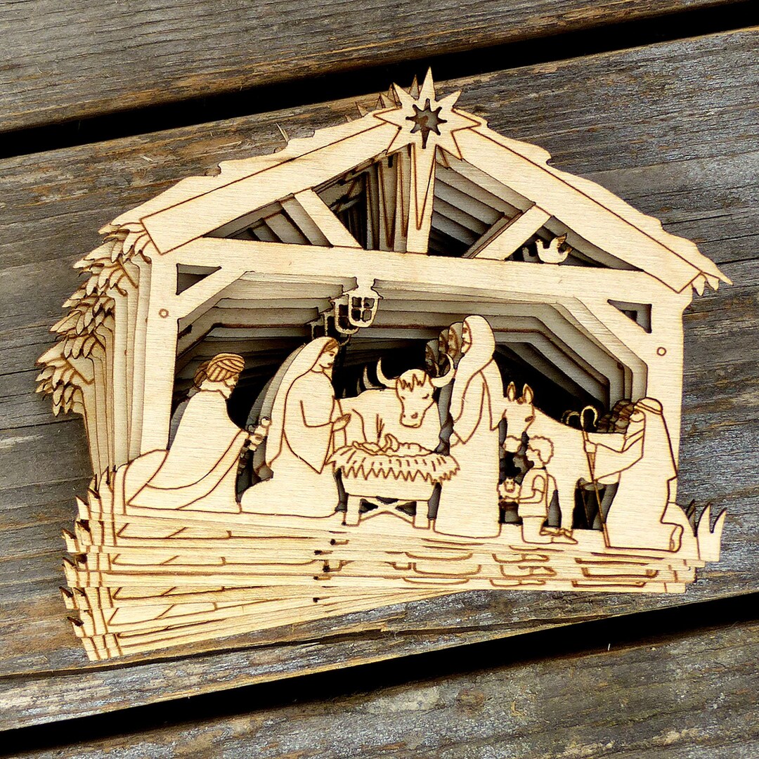 10x Wooden Nativity Manger Scene Craft Shape 3mm Ply Christmas ...