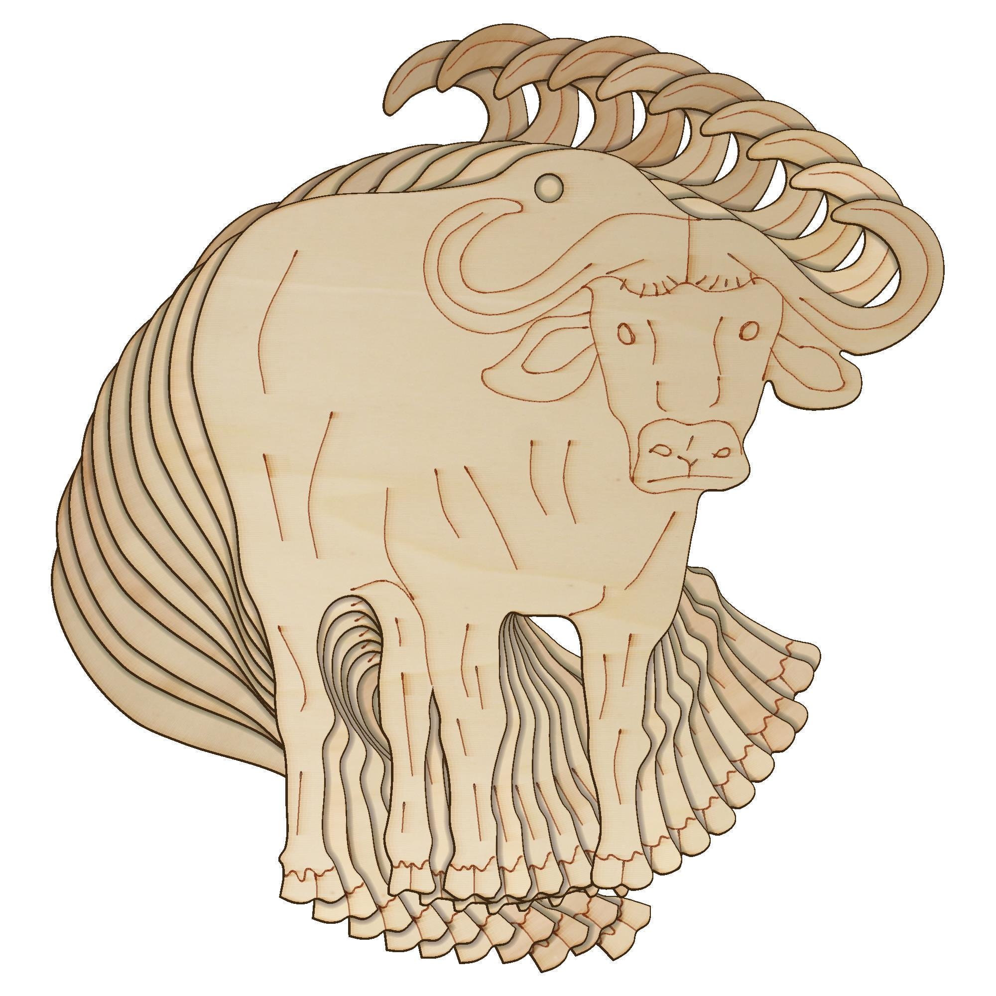 10x Wooden Buffalo Standing Front on Accreate Craft Shape 3mm Ply ...