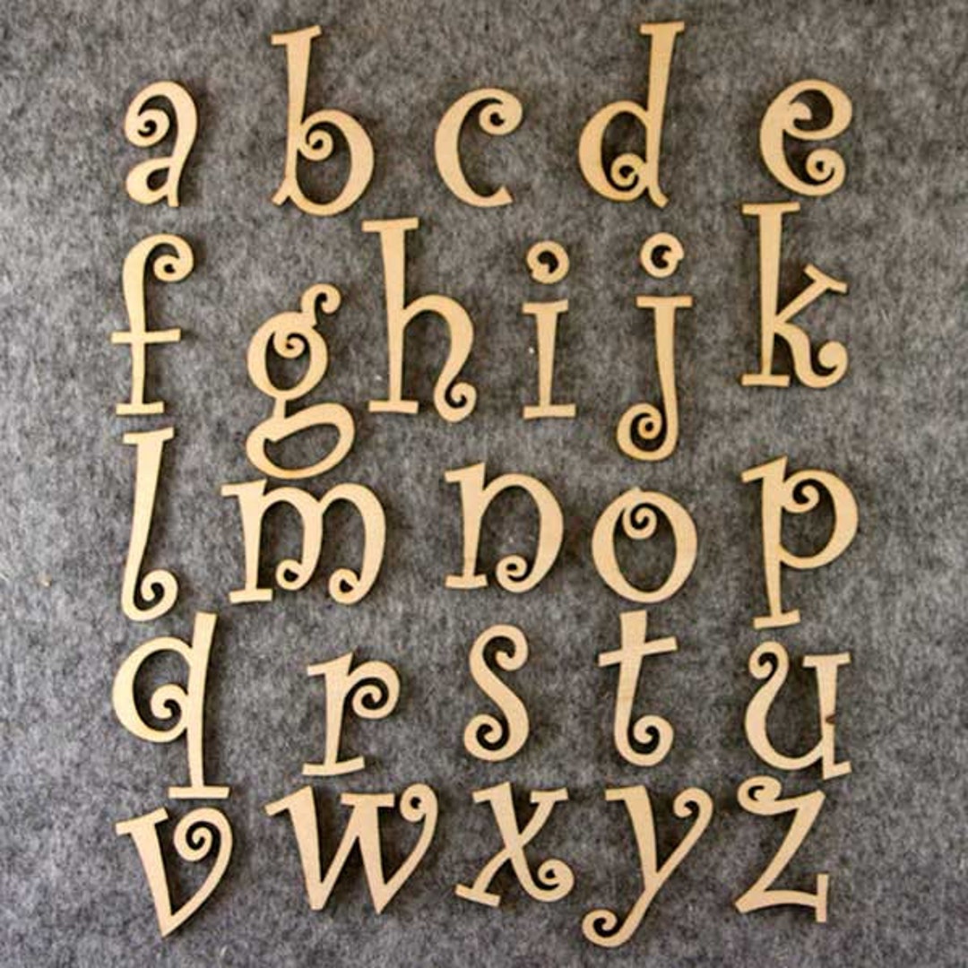 Curlz Font Alphabet Set Lower Case Letters A-z 3mm Plywood 26 ...