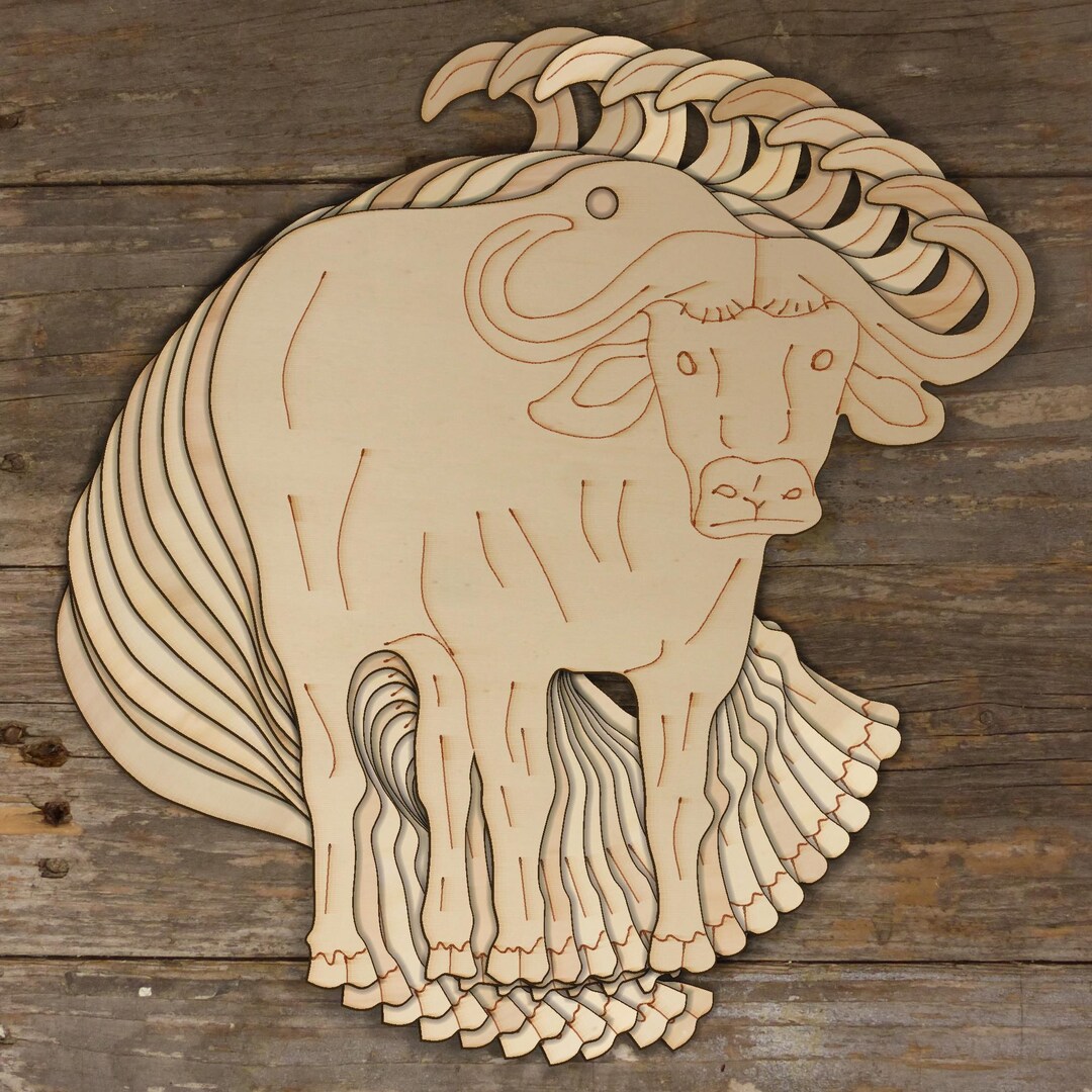 10x Wooden Buffalo Standing Front on Accreate Craft Shape 3mm Ply ...