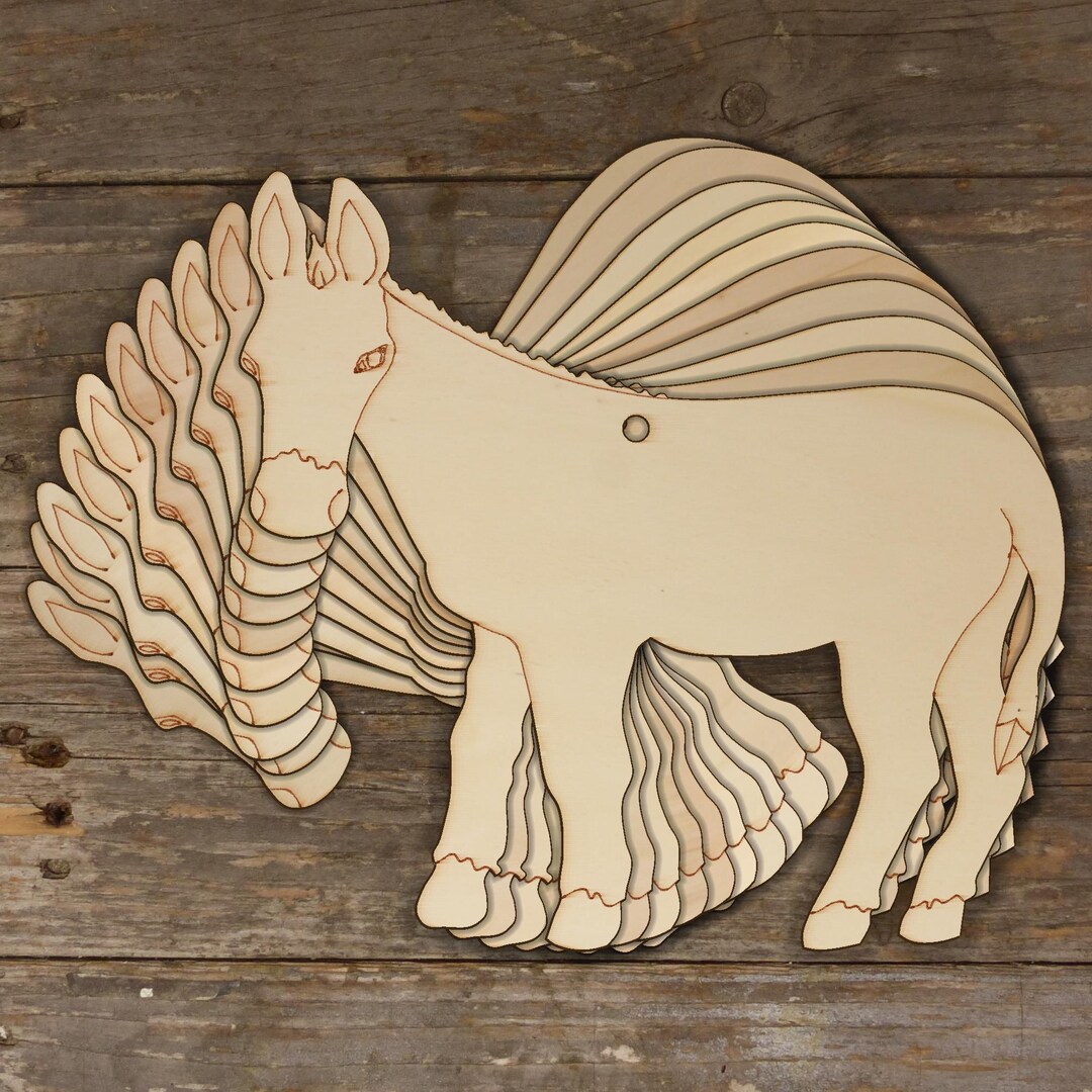 10x Wooden Donkey Standing Craft Shapes 3mm Plywood Animal Farm Horse ...