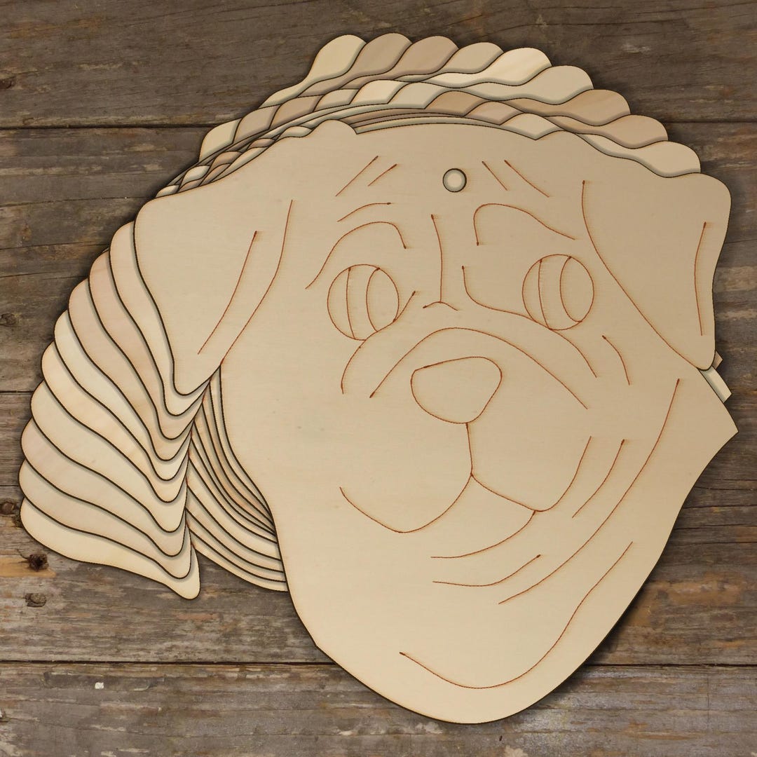 10x Wooden Pug Dog Head Craft Shapes 3mm Plywood Pet Domestic Animal - Etsy