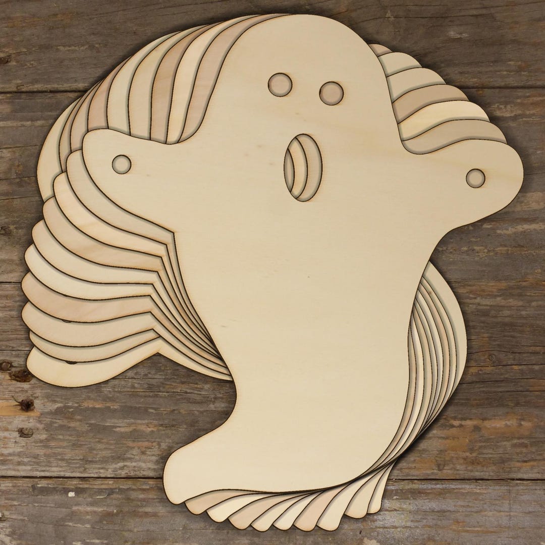 10x Wooden Ghost Scary Comic Howling Craft Shapes 3mm Plywood Halloween ...