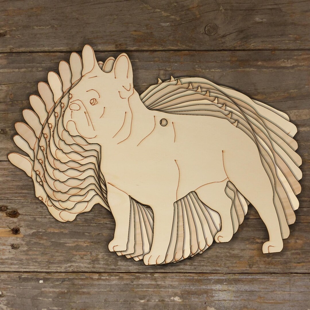 10x Wooden French Bulldog Standing Craft Shape 3mm Ply Domestic Animals ...