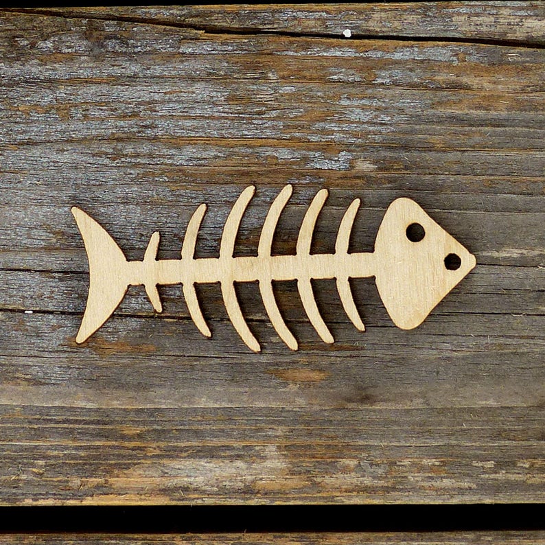 10x Wooden Fish Bones Comic Craft Shape 3mm Ply Sea Fishing | Etsy