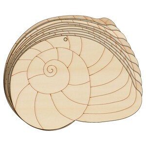 10x Wooden Sea Shell Snail Craft Shapes 3mm Plywood Seaside Sealife ...