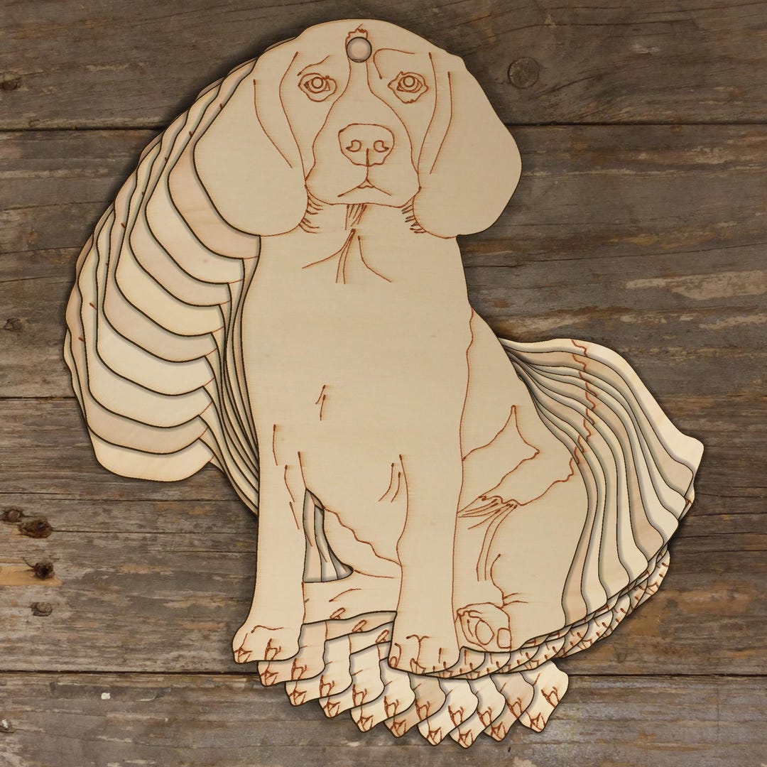 10x Wooden Beagle Sitting Front View Craft Shape 3mm Ply Domestic ...