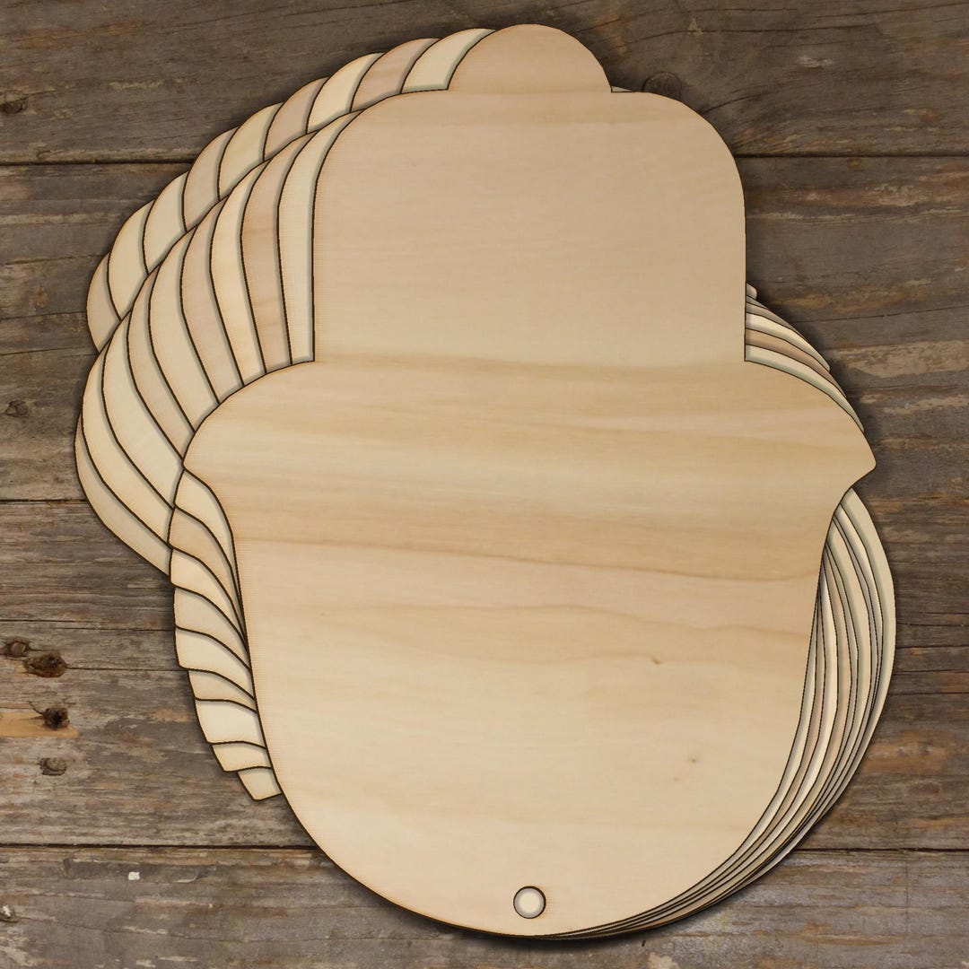 10x Wooden Simple Hamsa Hand Craft Shape 3mm Ply Religious Islamic Five ...