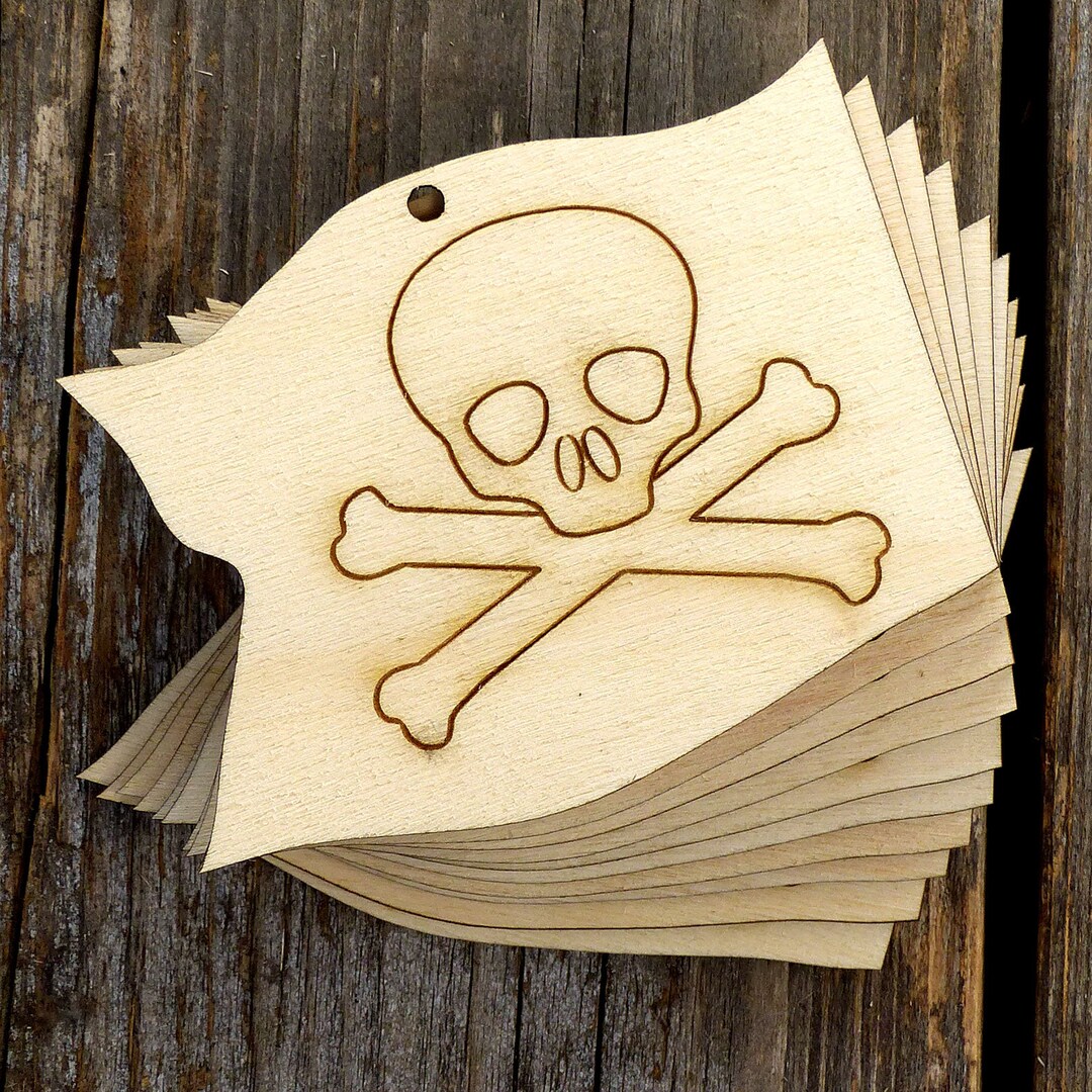 10x Wooden Pirate Flag Craft Shapes 3mm Plywood Skull Crossbones ...