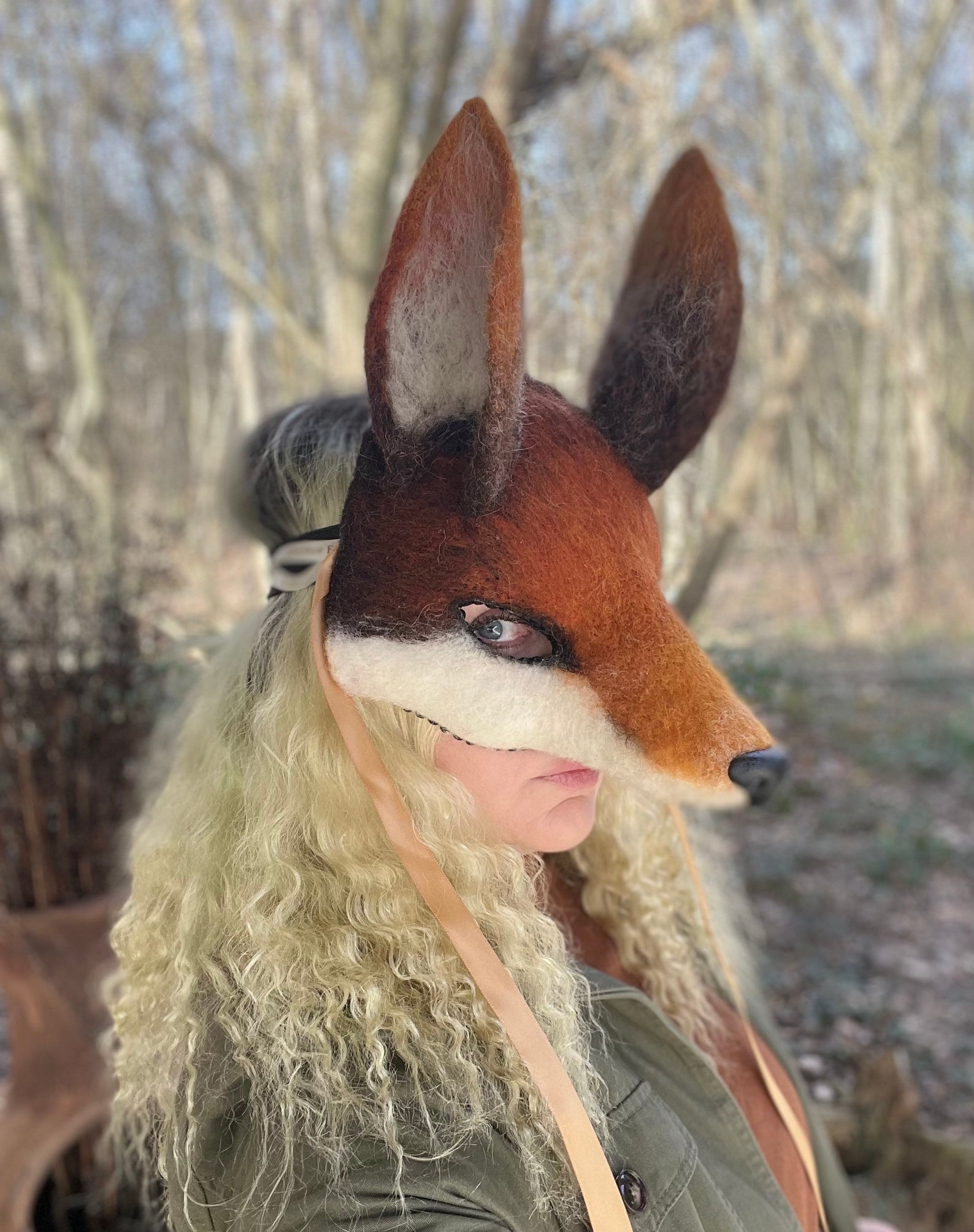 Fox Mask Hand Felted Sculptural Heirloom - Etsy