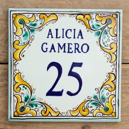 Green Italian House Number Tile Signs for Home Personalized - Etsy