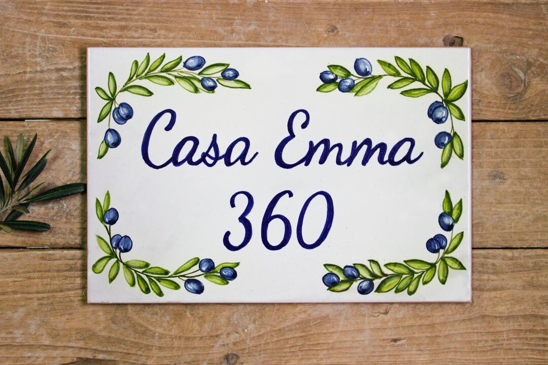 Olive Branches Address Signs and House Plaques, Italian Style Address ...