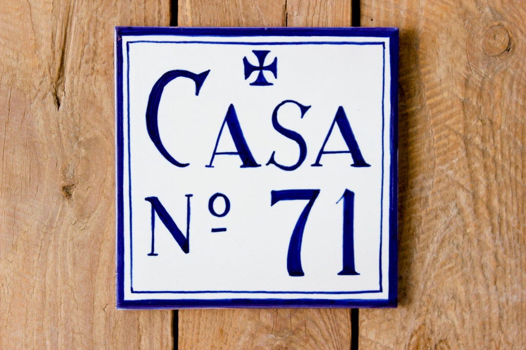Old Spanish House Number Plaque, Blue Personalized House Sign for Home ...