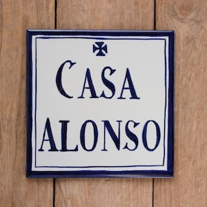 Old Spanish House Number Plaque, Blue Personalized House Sign for Home ...