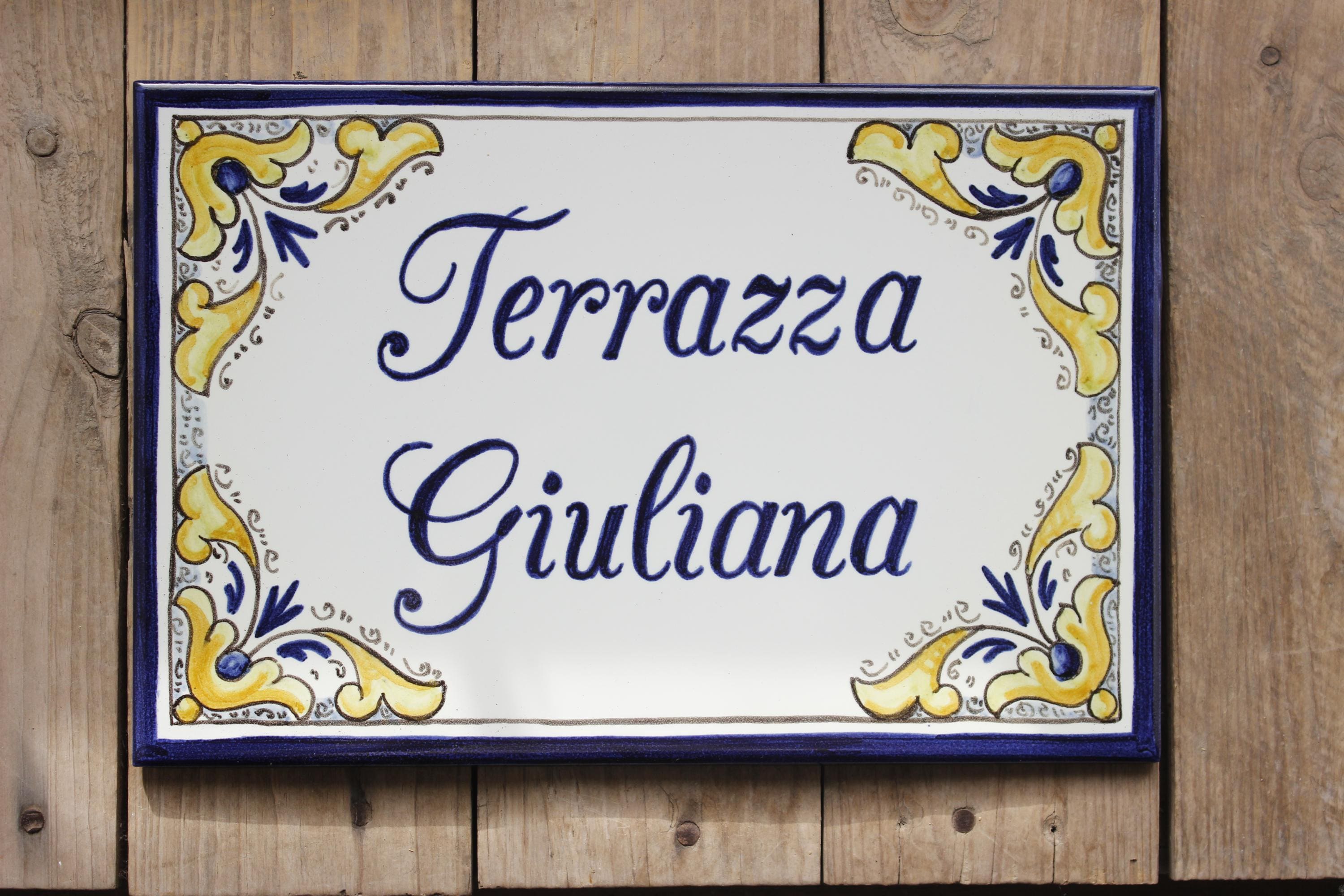 Custom Address Sign Italian Ceramic, House Number Tile, Sicilian Style ...