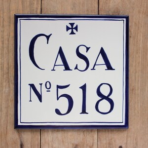 Old Spanish House Number Plaque, Blue Personalized House Sign for Home ...